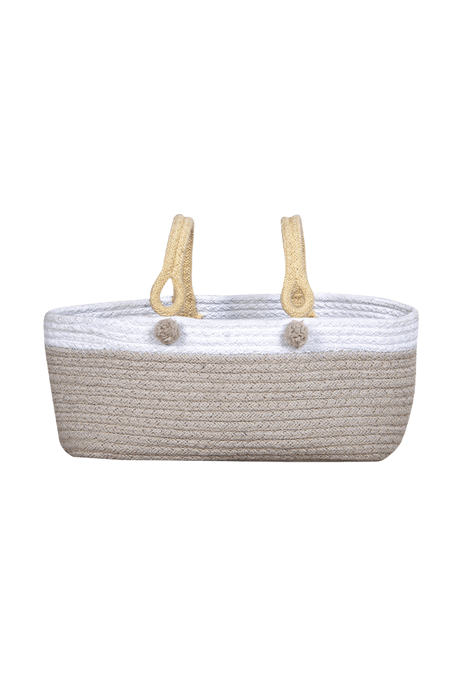 Beige and White Storage Basket with Handles — Lorena Canals Maria Home ...