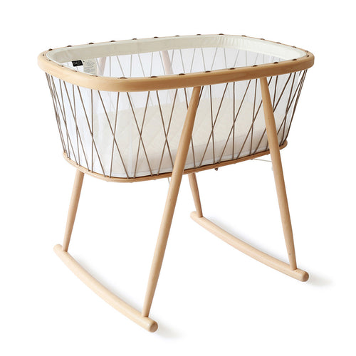 Charlie Crane Bassinet – KUMI, Natural Wood with Mesh Sides