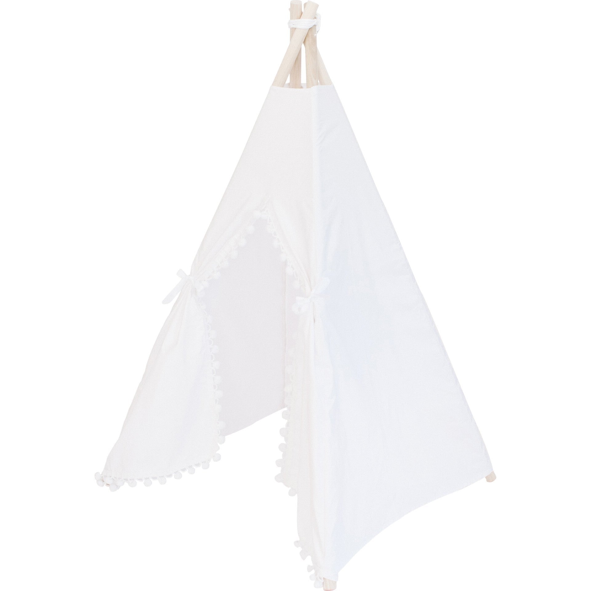 E&E Teepees Beckett Itty Bitty Play Tent – White Pom Pom Trim