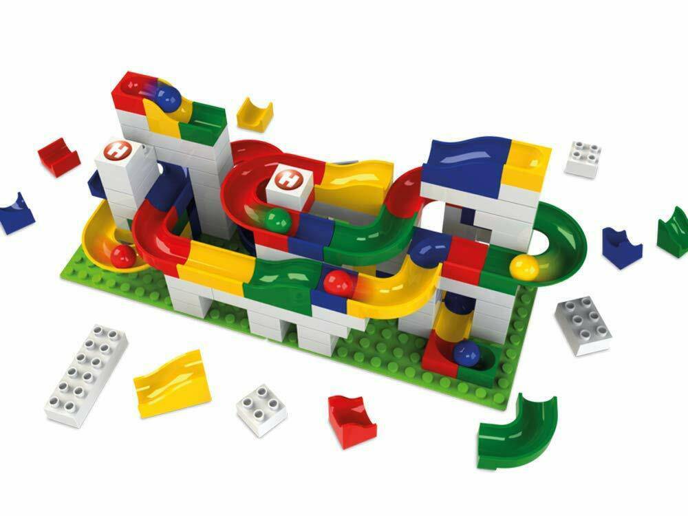 HABA Hubelino Basic Building Box Set – Colorful Marble Run Blocks