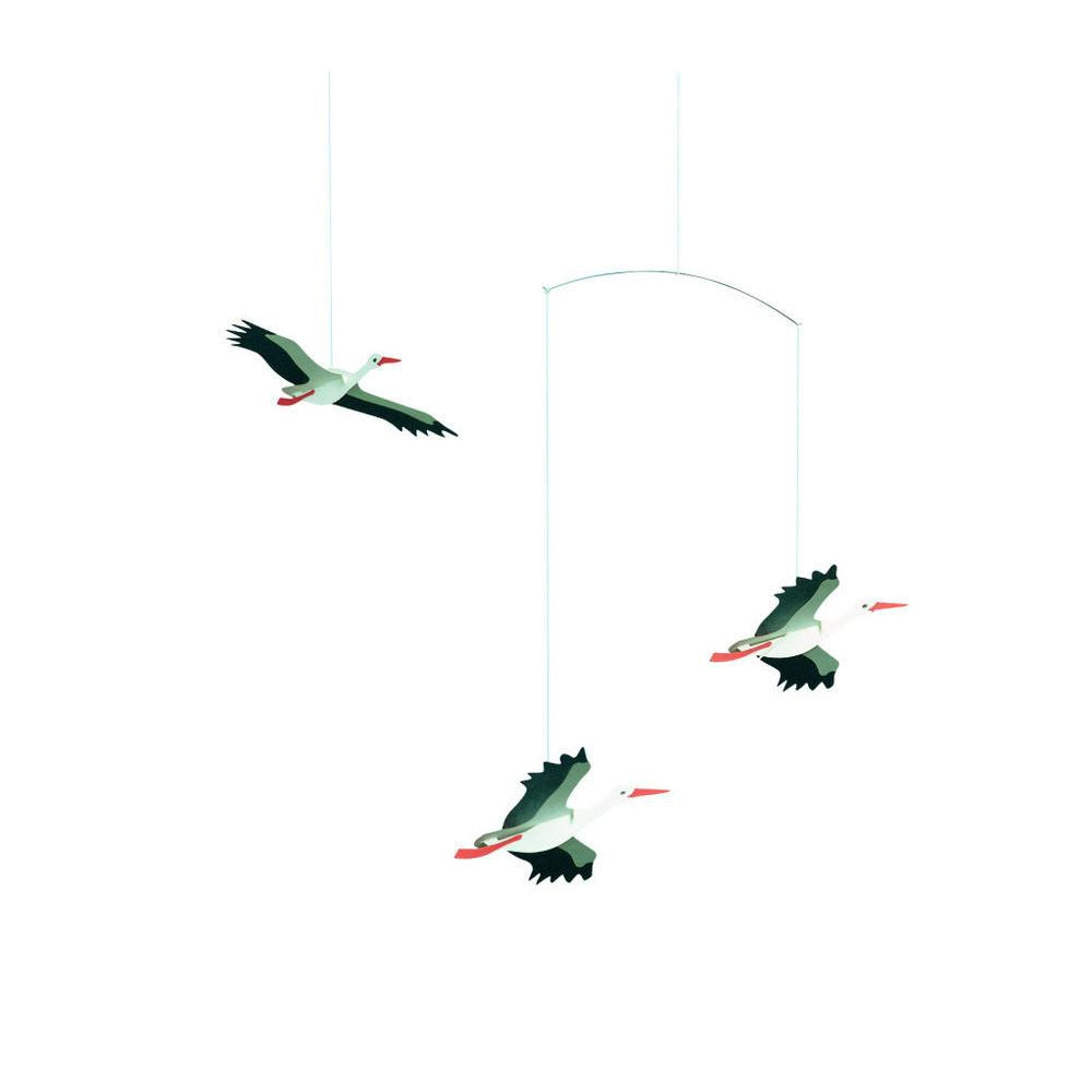 Flensted Danish Lucky Storks Mobile – Hanging Nursery Decor