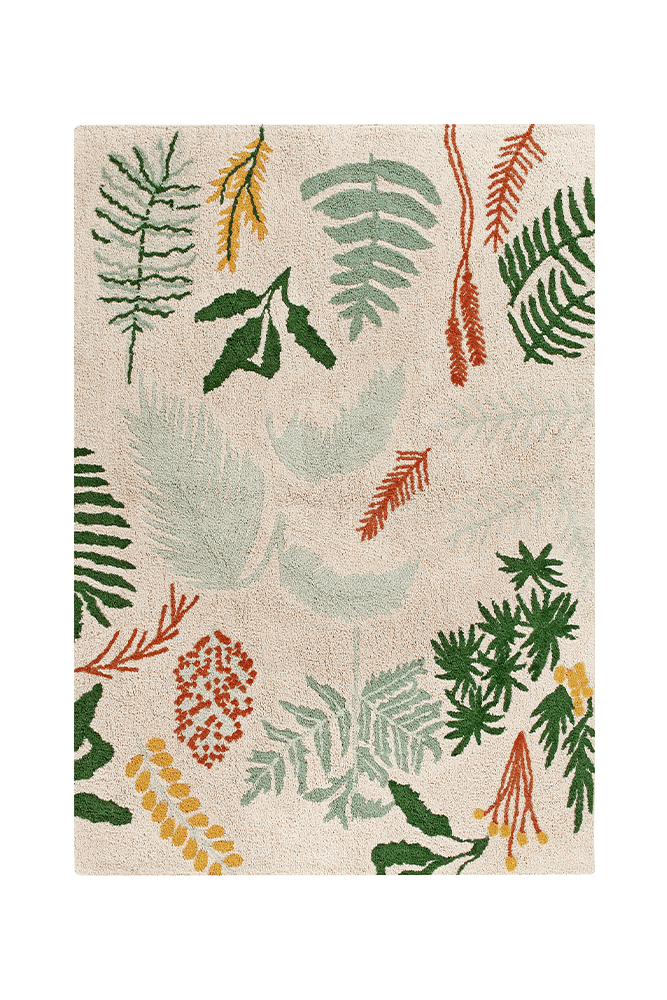 Lorena Canals Washable Rug Botanic Plants - Green & Orange