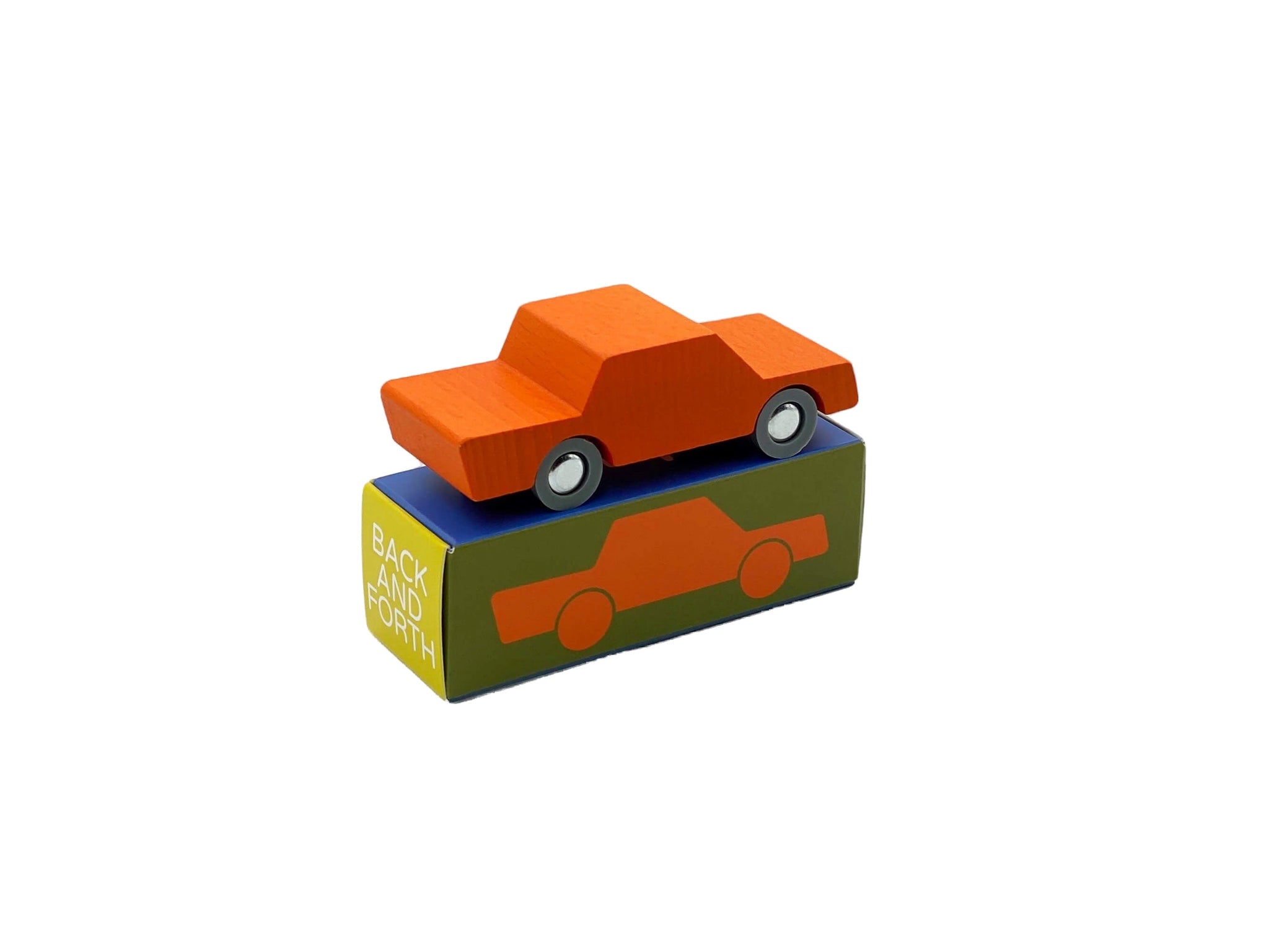 Waytoplay Back and Forth Car – Orange Wooden Toy Car